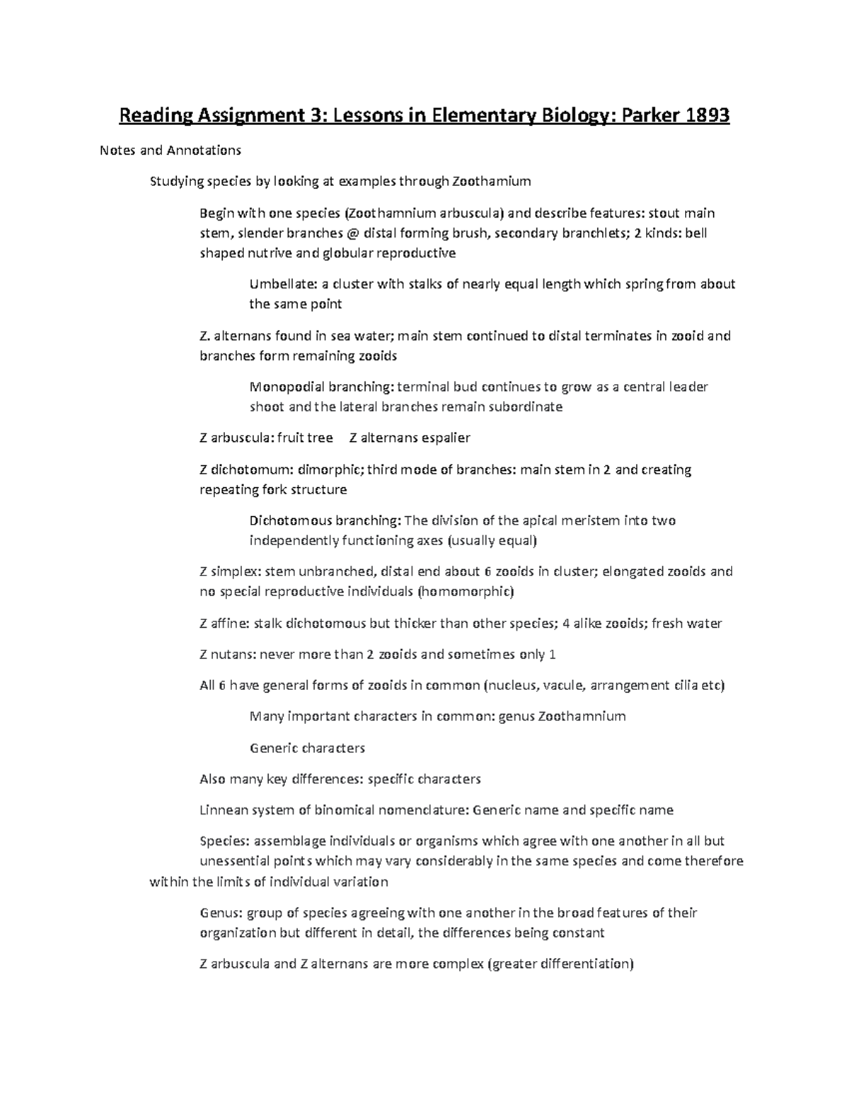 Reading Assignment 3 - Theses were the teachers notes - Reading ...