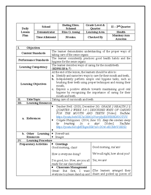 English Lesson Plan Prepositions - Lesson Plan in English IV School ...