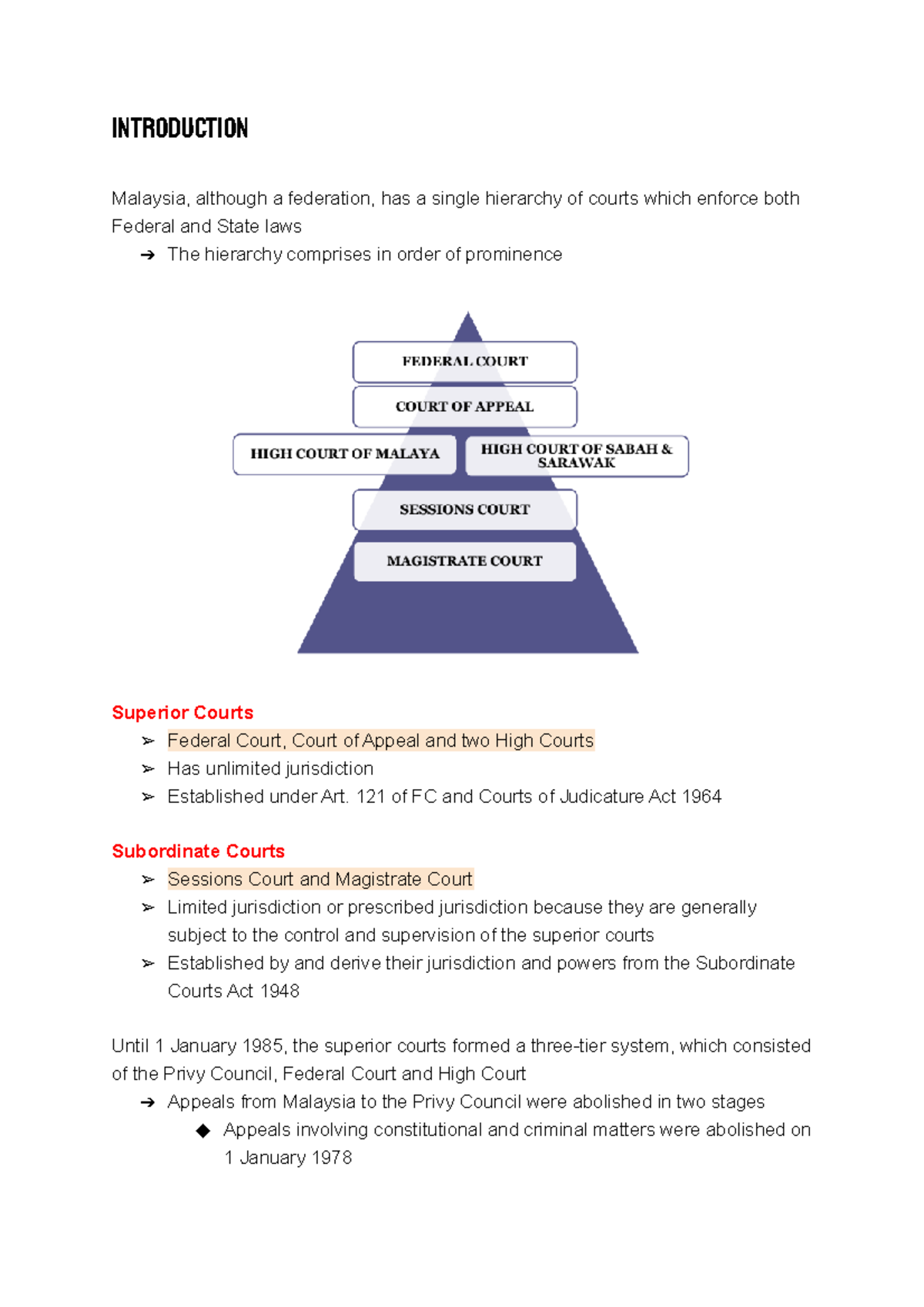 Chapter 3 Courts Structure - Introduction Malaysia, although a ...