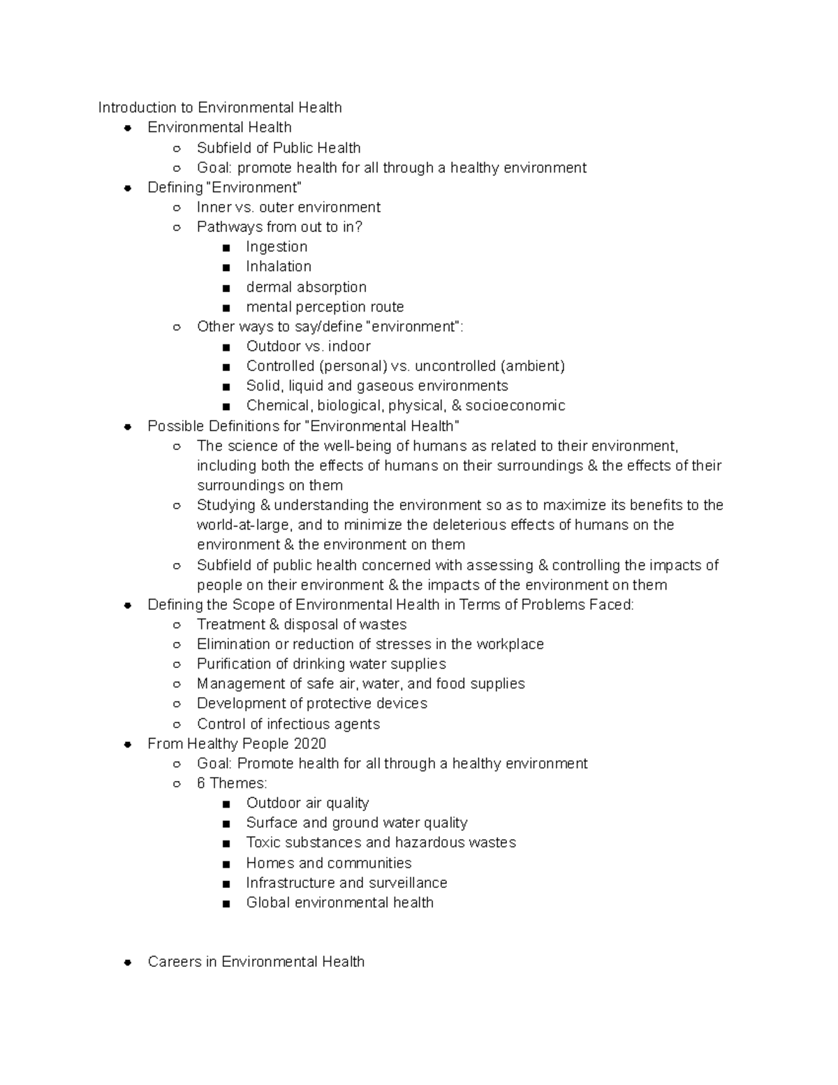 HLTH 4310 - Public and Environmental Health Test 1 - Introduction to ...