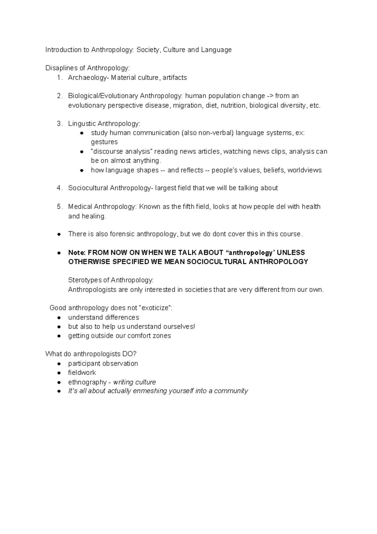 Introduction to Anthropology Society, Culture and Language ...