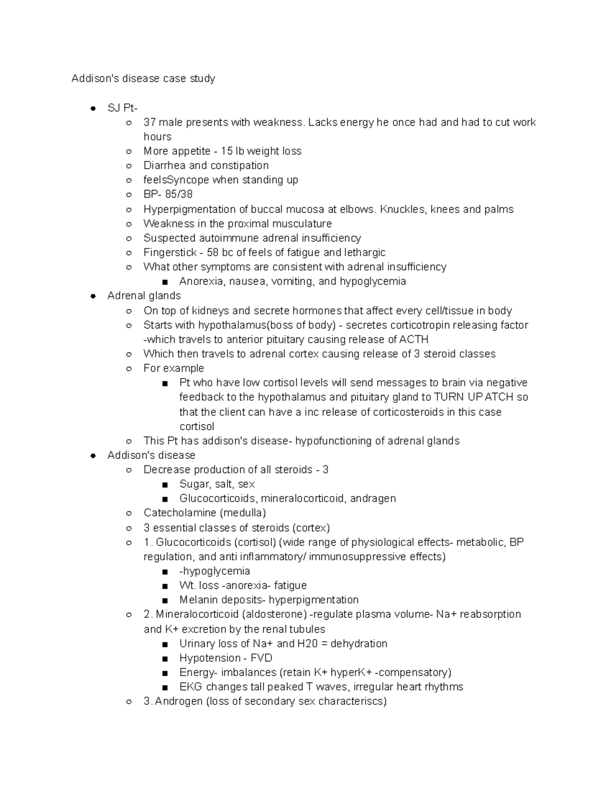 Addison's disease case study - Lacks energy he once had and had to cut ...