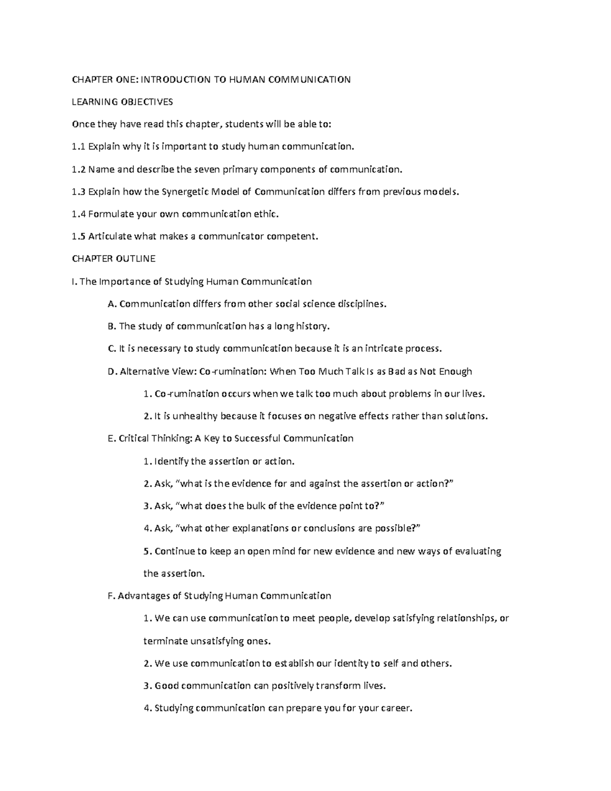 Comms unit 1 study guide - CHAPTER ONE: INTRODUCTION TO HUMAN ...