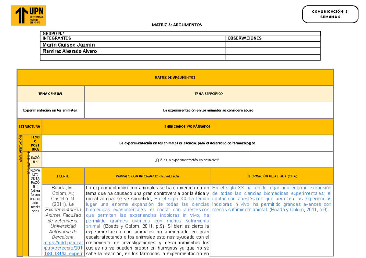 Matriz 3 S6 COMU3 2023-1,grupo 25 - MATRIZ 3: ARGUMENTOS GRUPO N. o ...