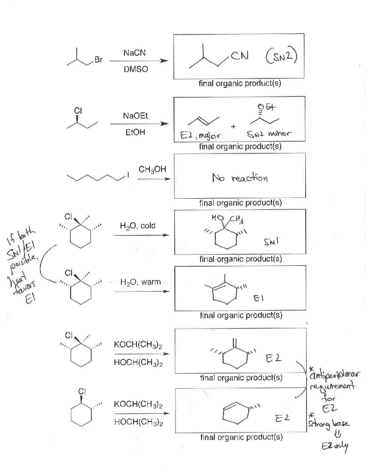 SN&E practice problems - answer key - NaCN Br CN (SN2) DMSO final ...