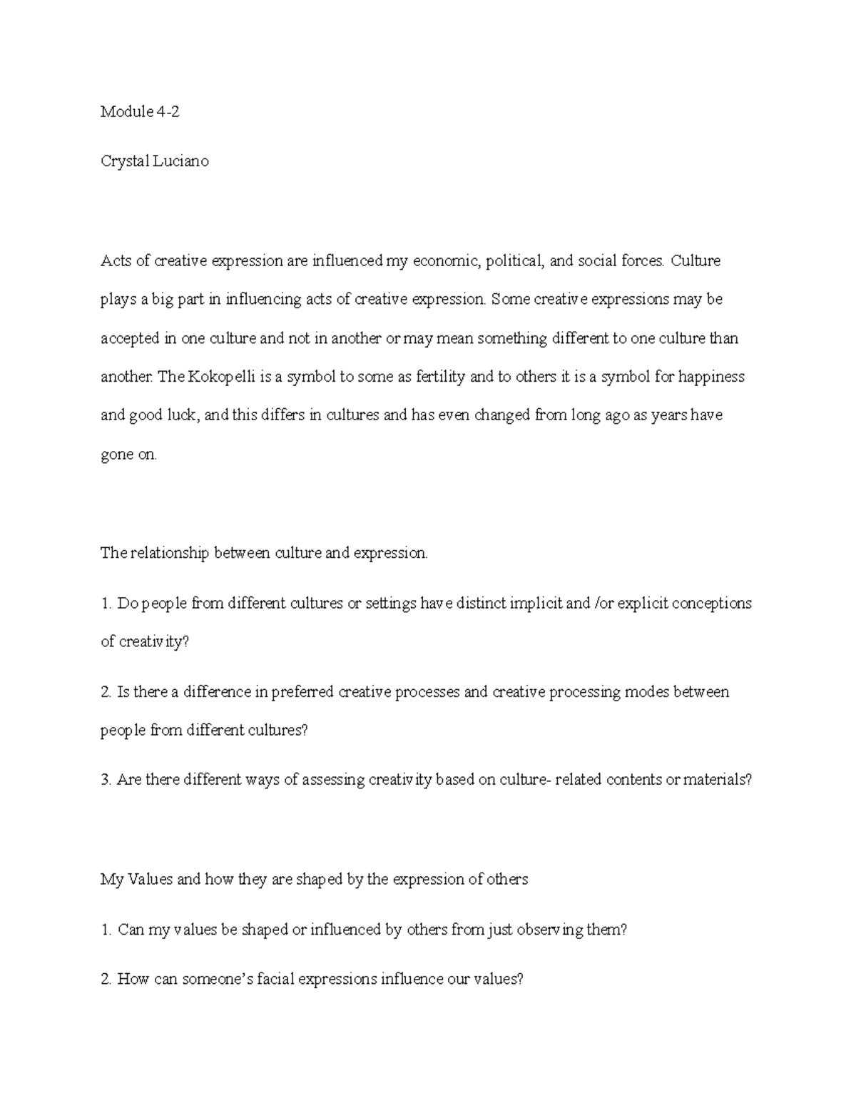 SNHU Perspectives in the Humanities HUM-100 Module 4 Assignment 4-2 ...