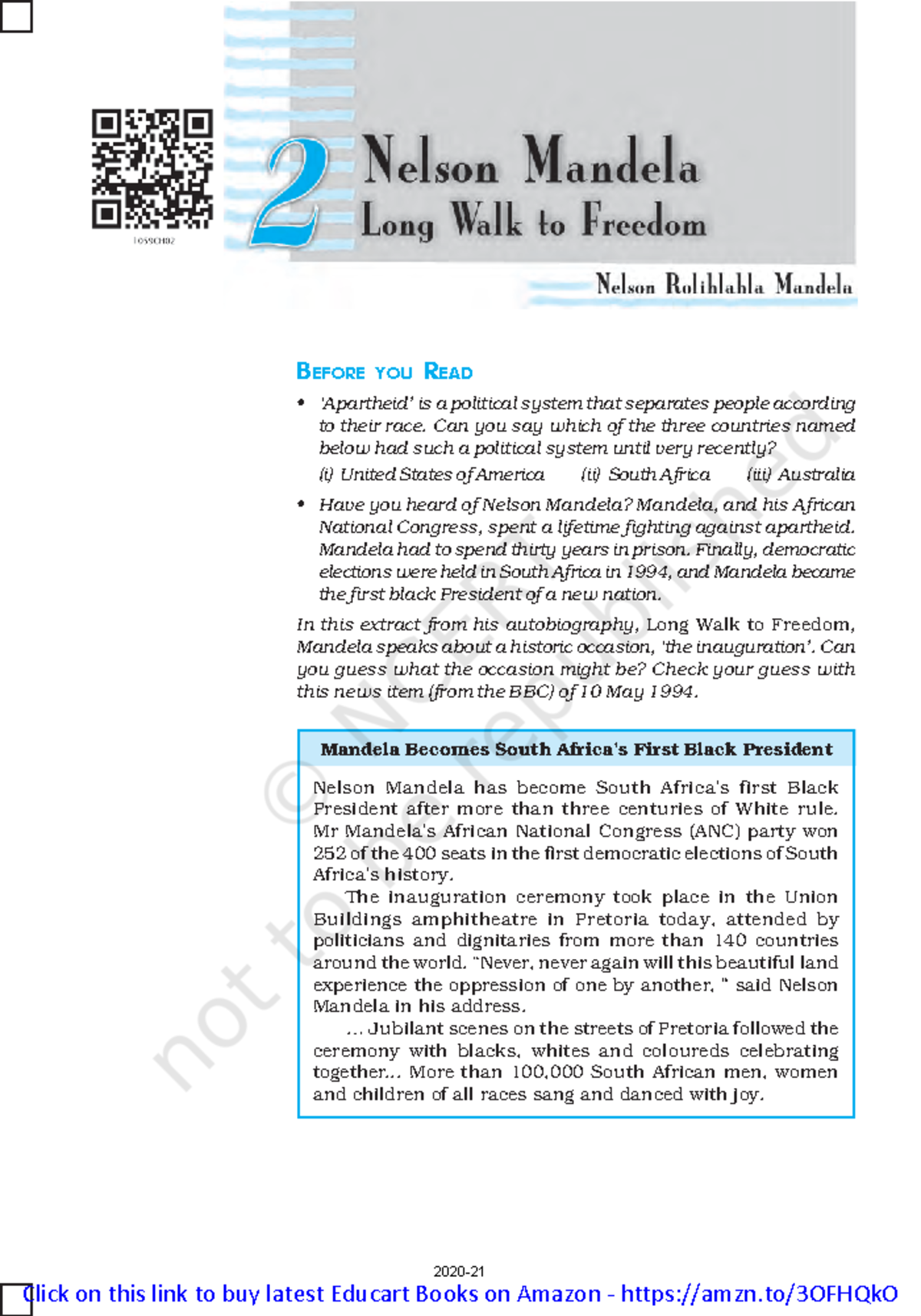 Ch 2- Nelson Mandela A Road to Freedom - BEFORE YOU READ - ‘Apartheid ...