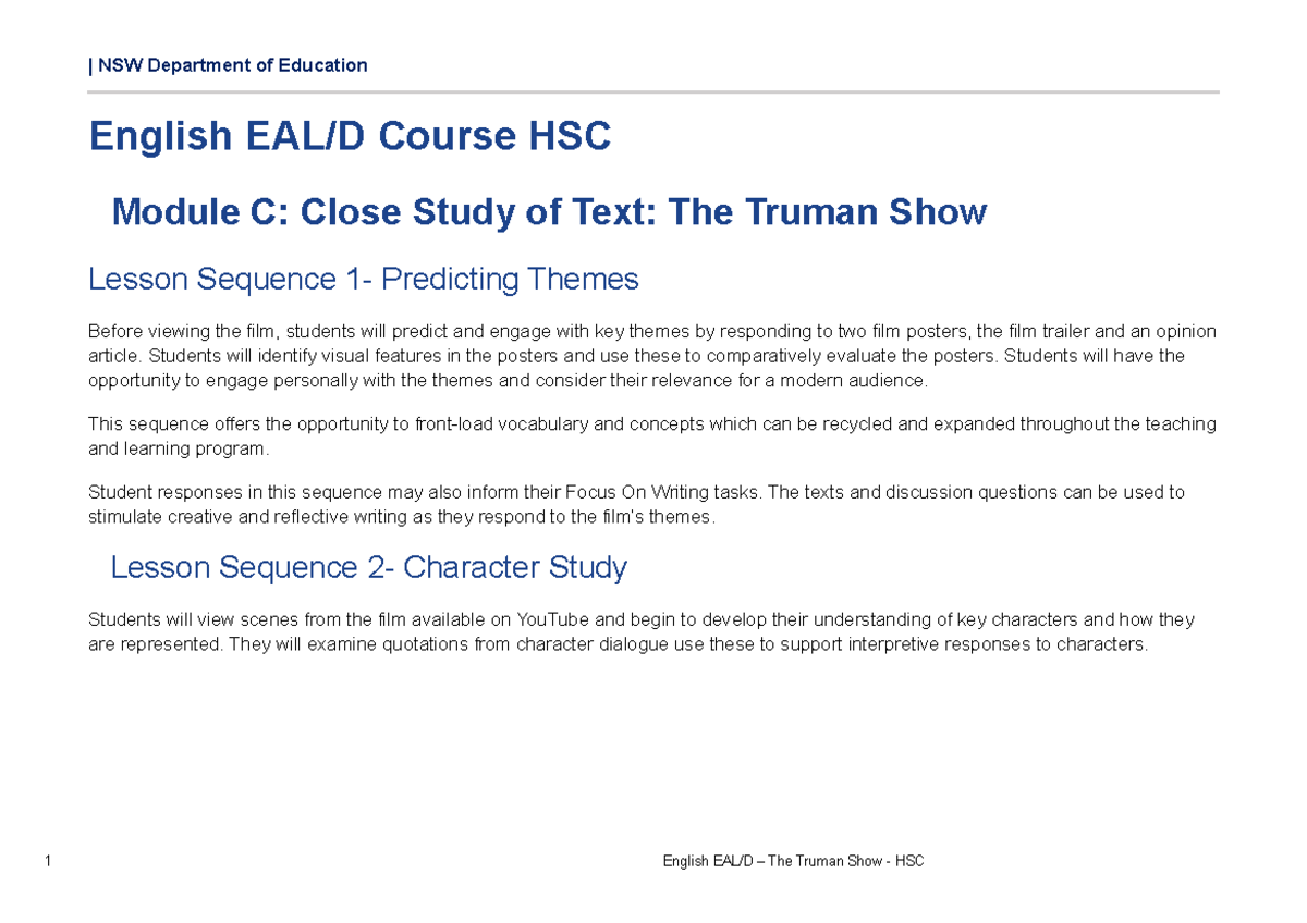 Truman - english - ####### | NSW Department of Education English EAL/D ...