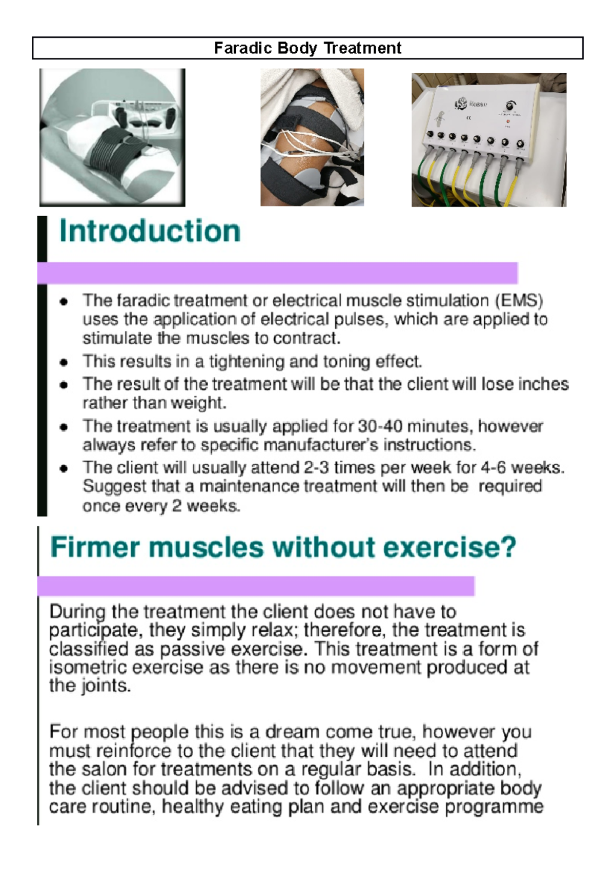 Faradic introduction additional notes - BDT260S - Faradic Body ...