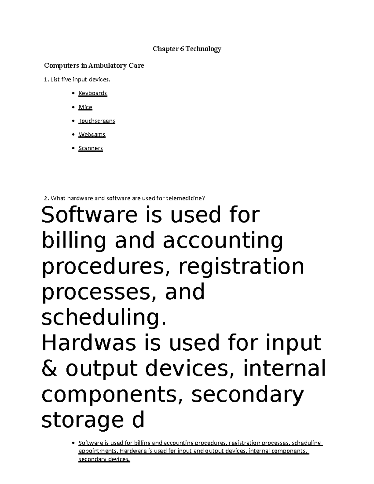 WEEK 3 MOA 115 Worksheet Assignment - Chapter 6 Technology Computers in Ambulatory Care 1. List ...