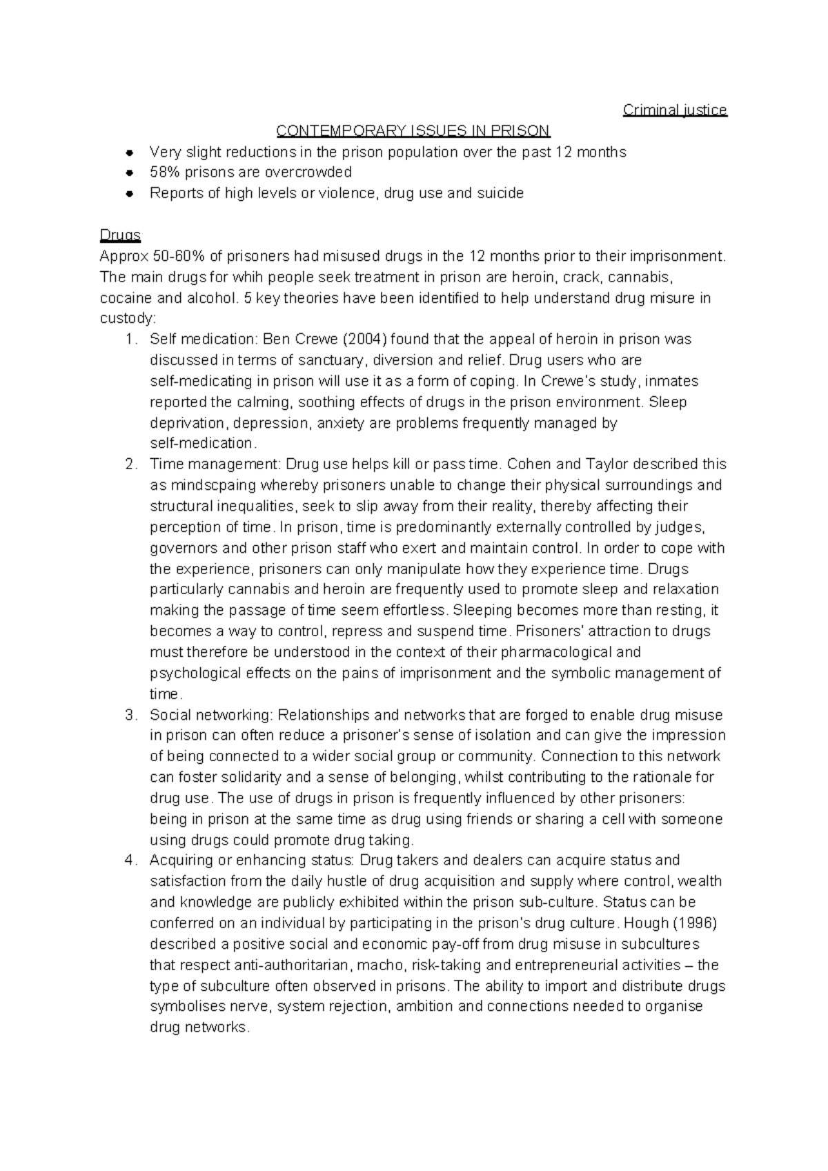 Contemporary issues in prison - Criminal justice CONTEMPORARY ISSUES IN ...