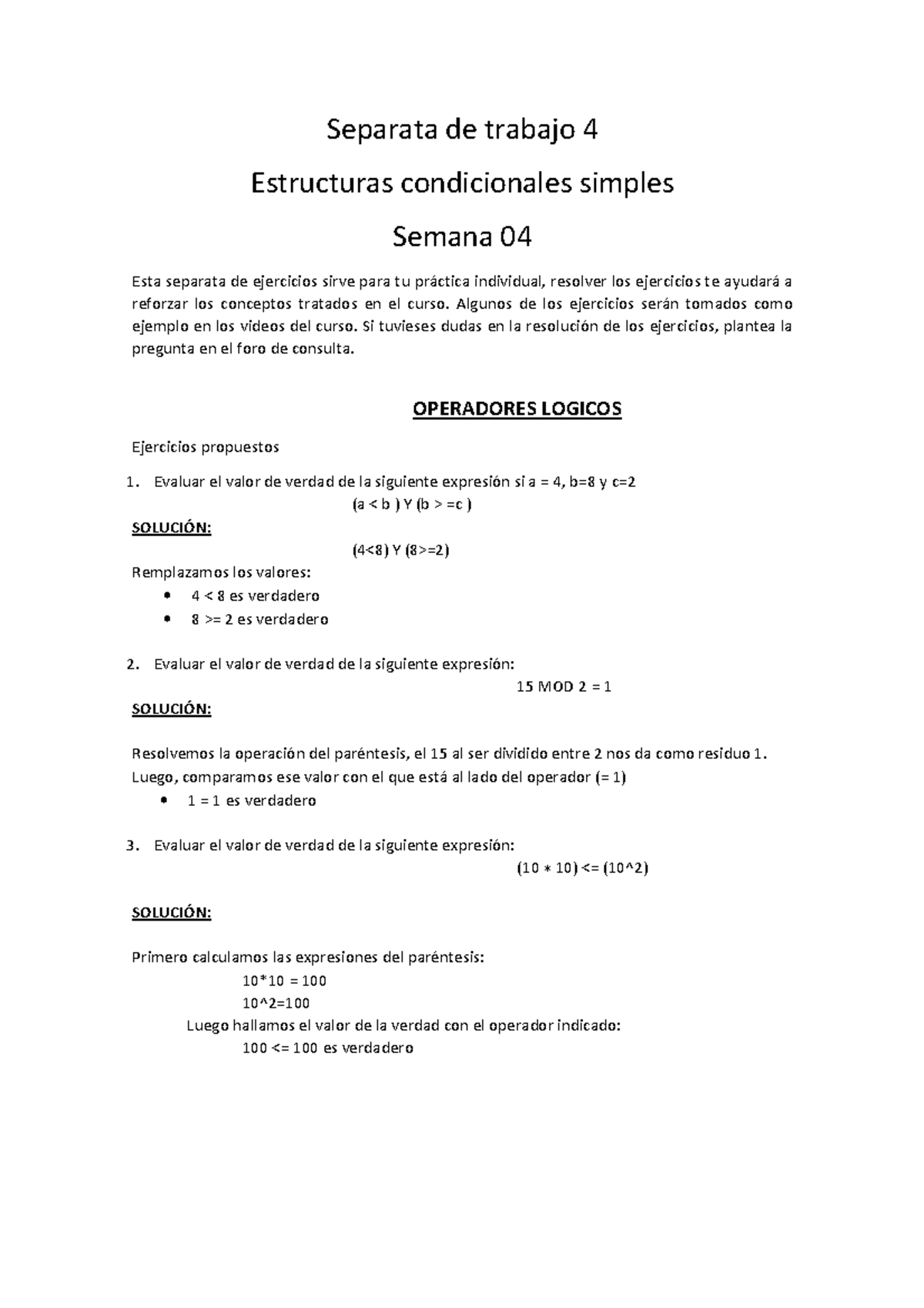 Separata 04 Algoritmos.pdf Verano 2022 Practica para desarrollar en casa - Separata de trabajo 4 ...