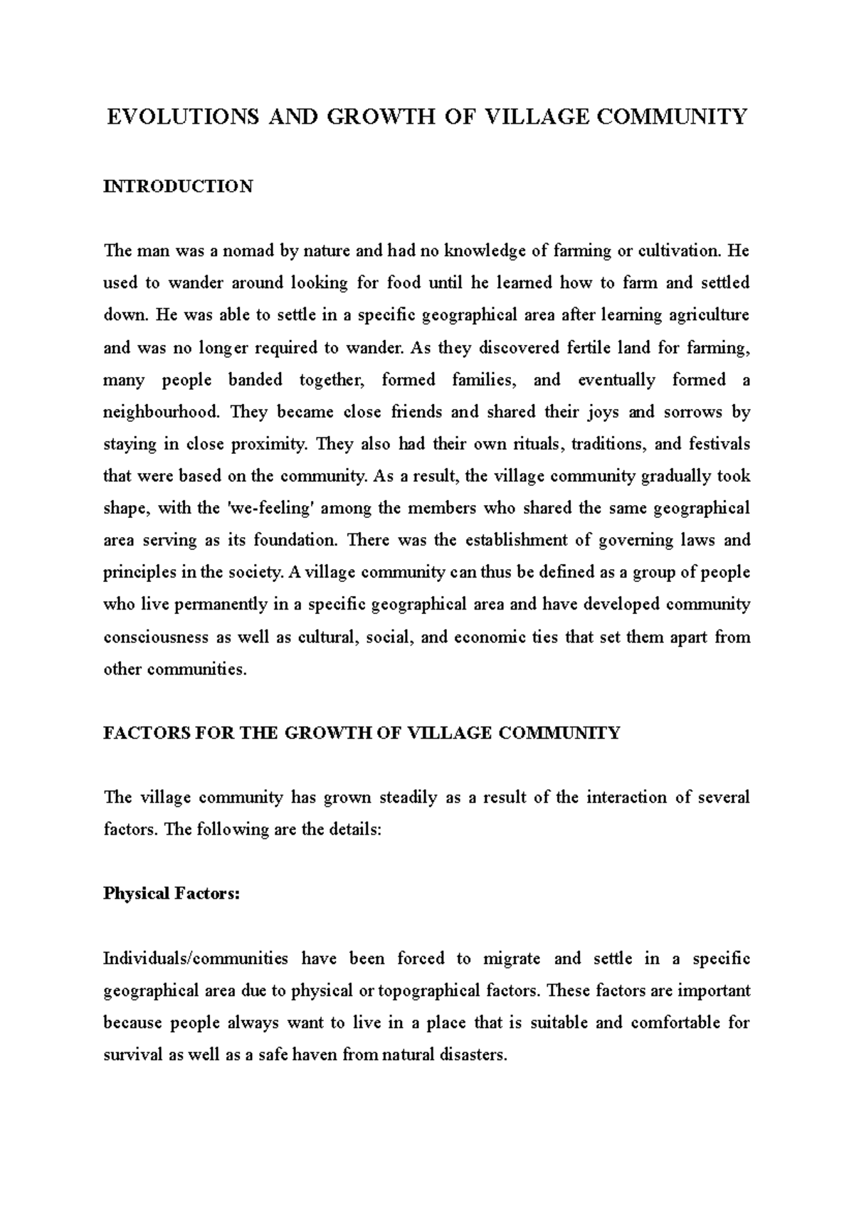 Evolutions AND Growth OF Village Community - EVOLUTIONS AND GROWTH OF ...