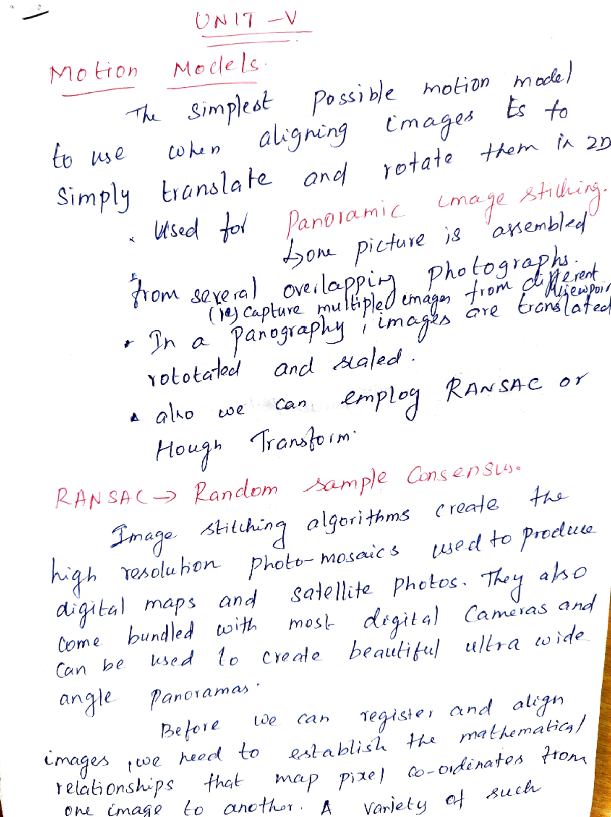 Unit V Computer Vision - note - Studocu
