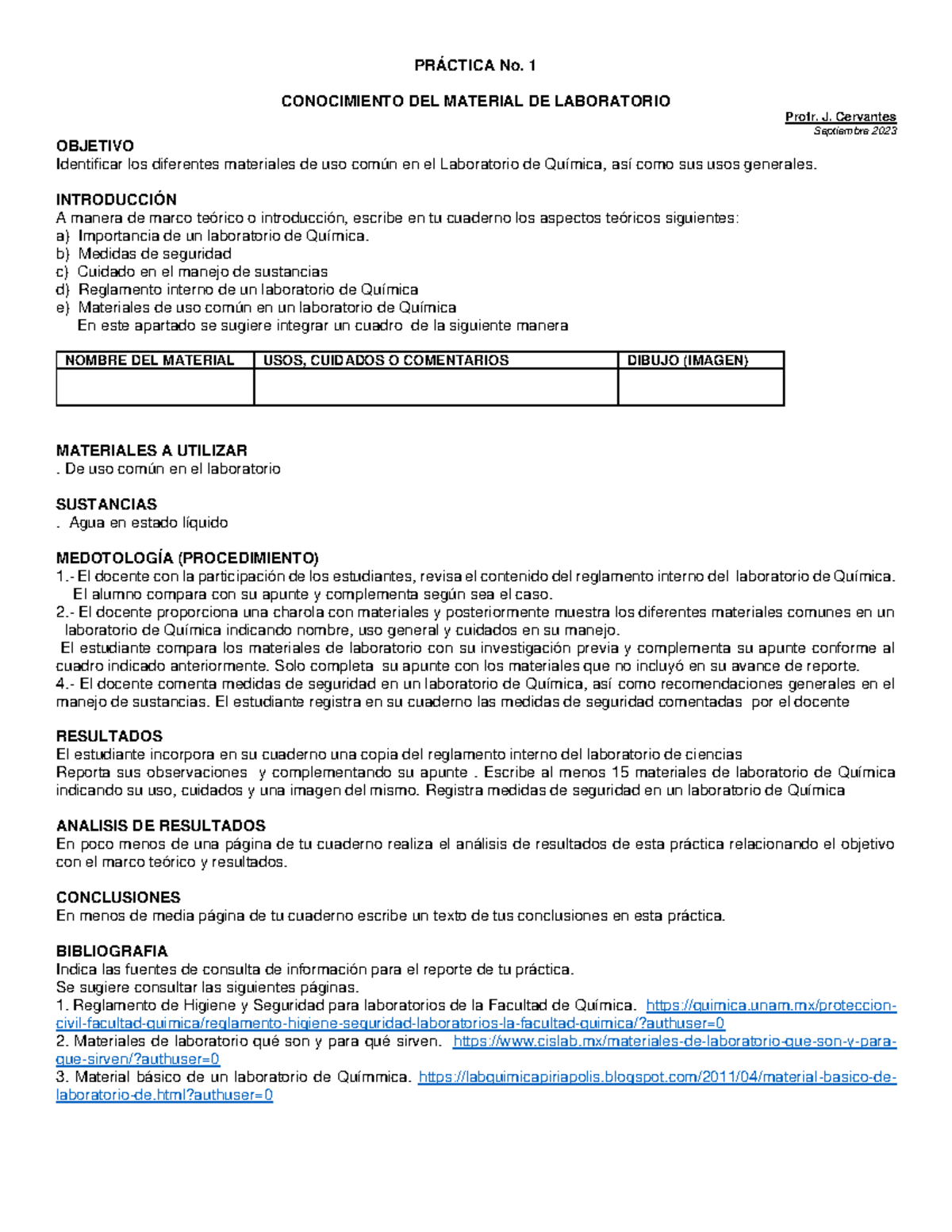Práctica De Laboratorio No 1 2023 PrÁctica No 1 Conocimiento Del