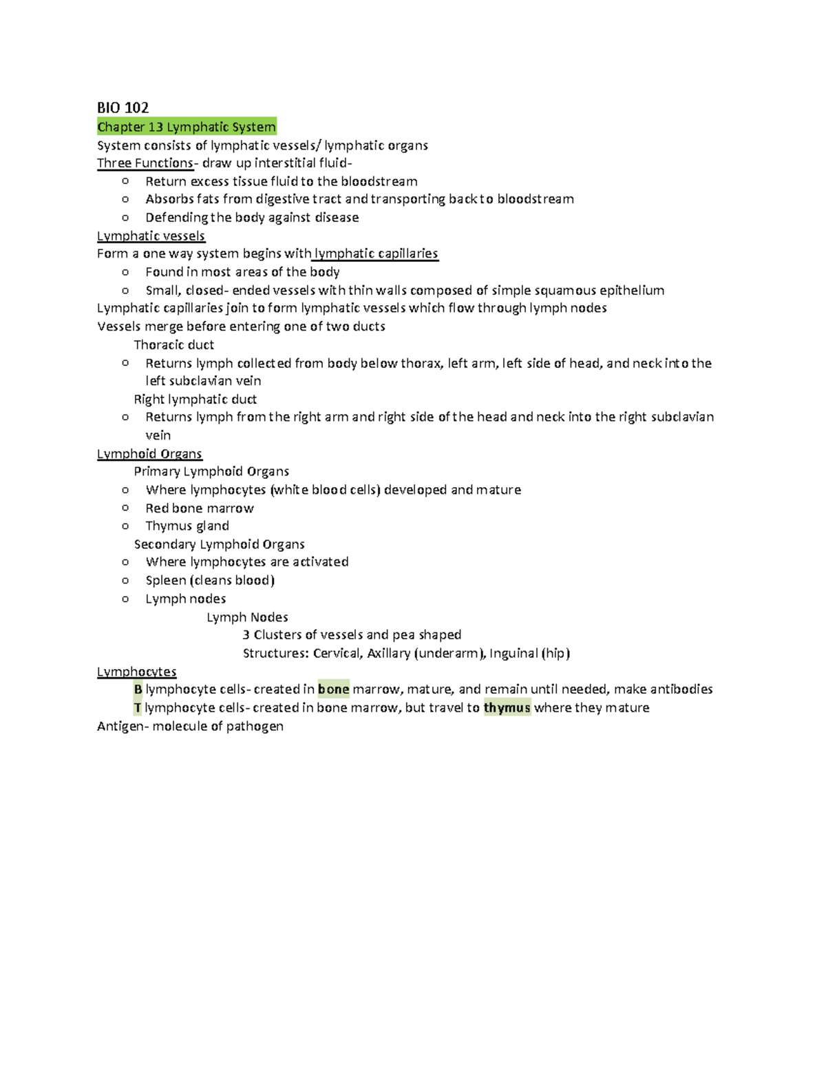 BIO 102 CH13Notes - Bio 102 Professor Wilson CH13 Notes on the ...