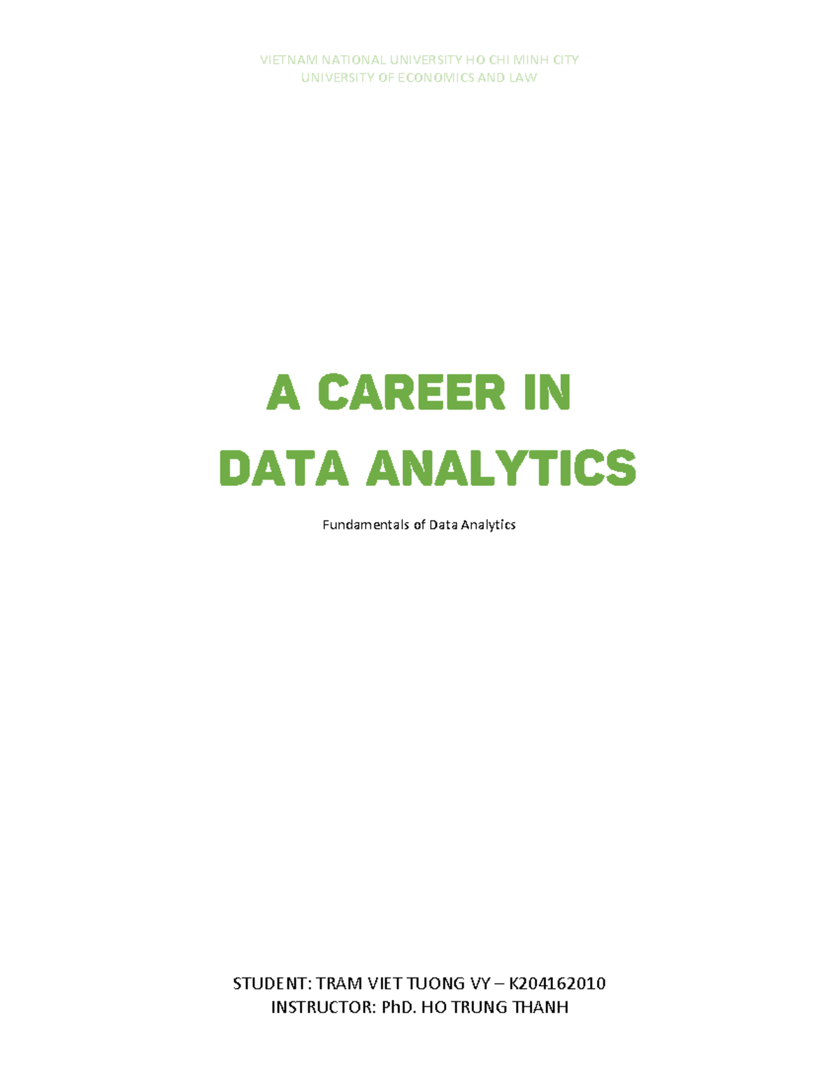 DA Career Path Fundamentals Of Data Analytics - Trường Đại học Kinh tế ...