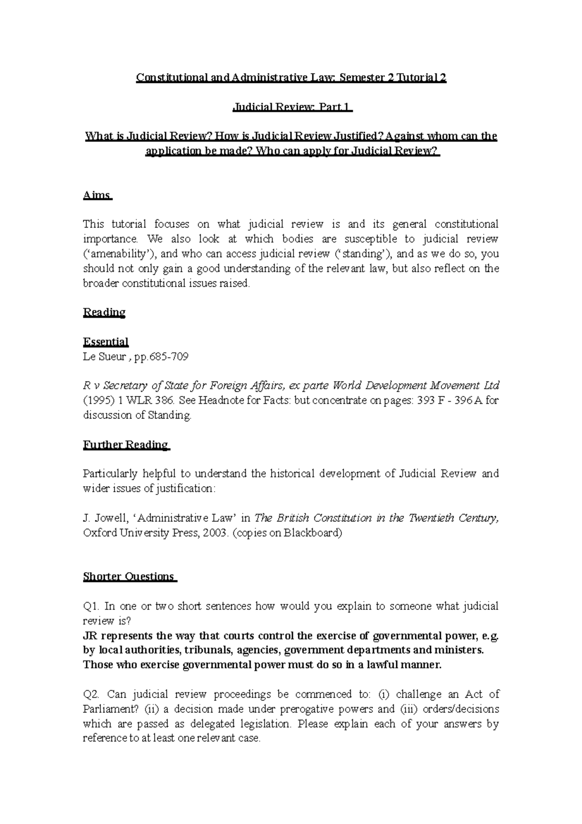 Judicial review - Tutorial - Constitutional and Administrative Law ...