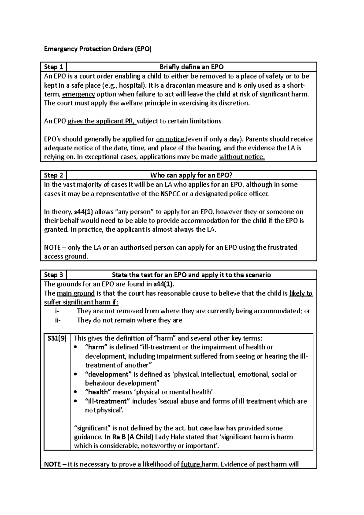 Family 10 - emergency protection orders - Emergency Protection Orders ...