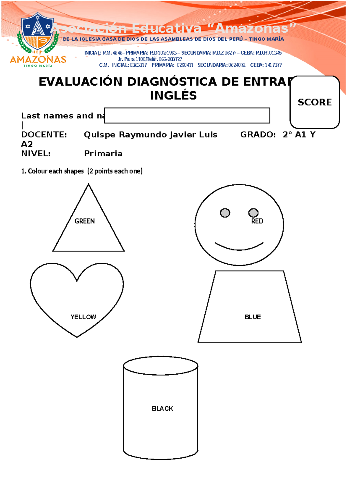 Evaluación Diagnóstica 2° Grado Primaria- Amazonas - Asociación ...