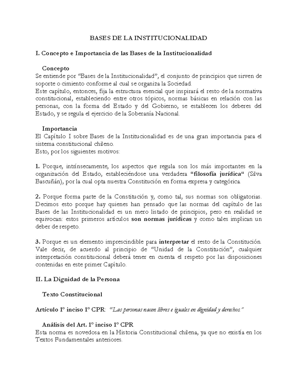 Apuntes Bases de la Institucionalidad - BASES DE LA INSTITUCIONALIDAD I ...