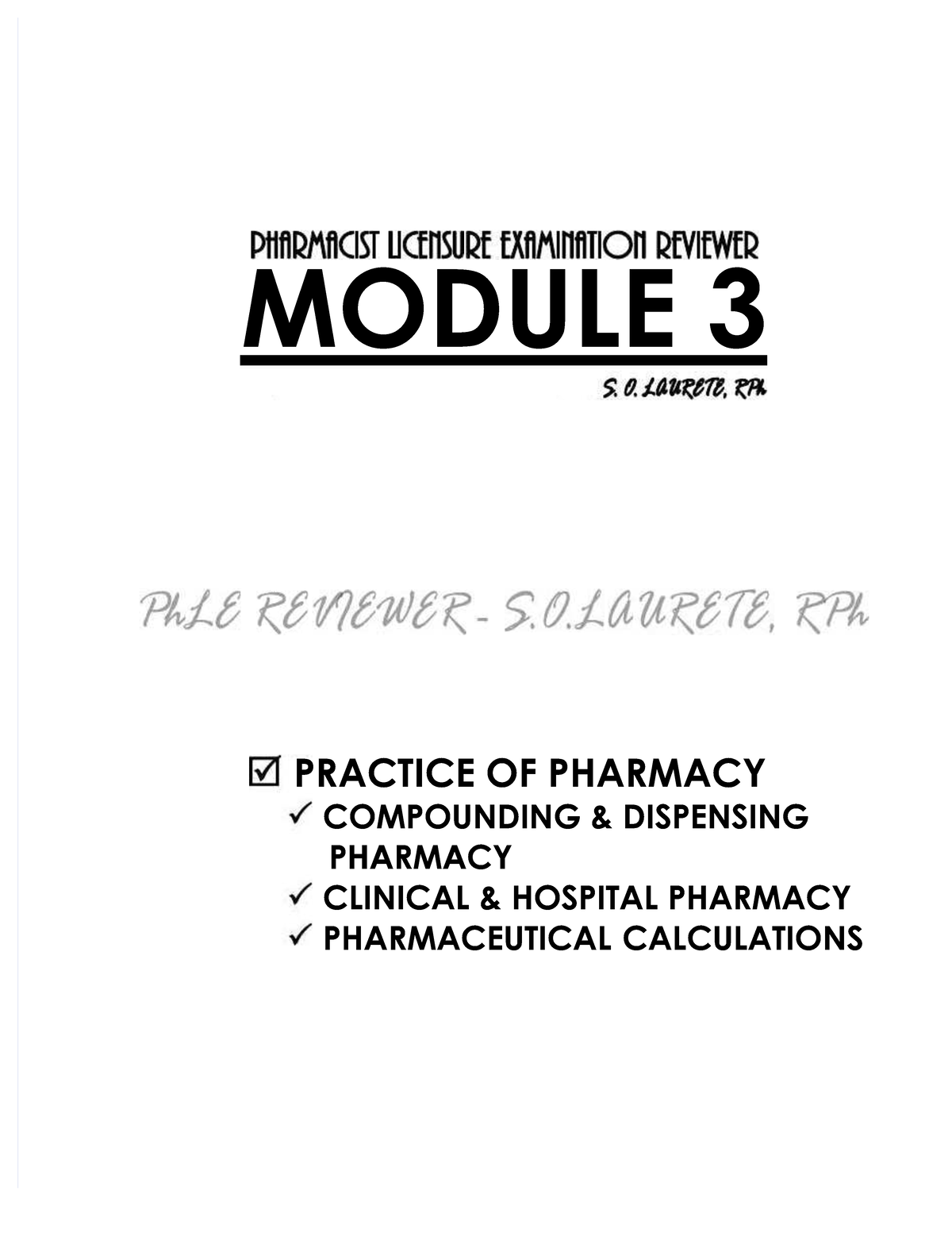 Phle reviewer module 3 practice of pharmacypdf - MODULE 3MODULE 3 ...