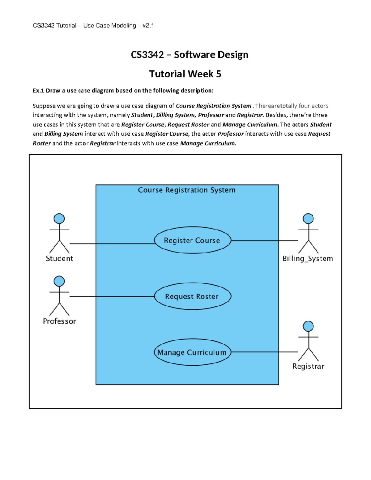 CS3342 Tutorial w05 Use Case Diagram Solution - CS3342 Tutorial – Use Case Modeling – v2 ...