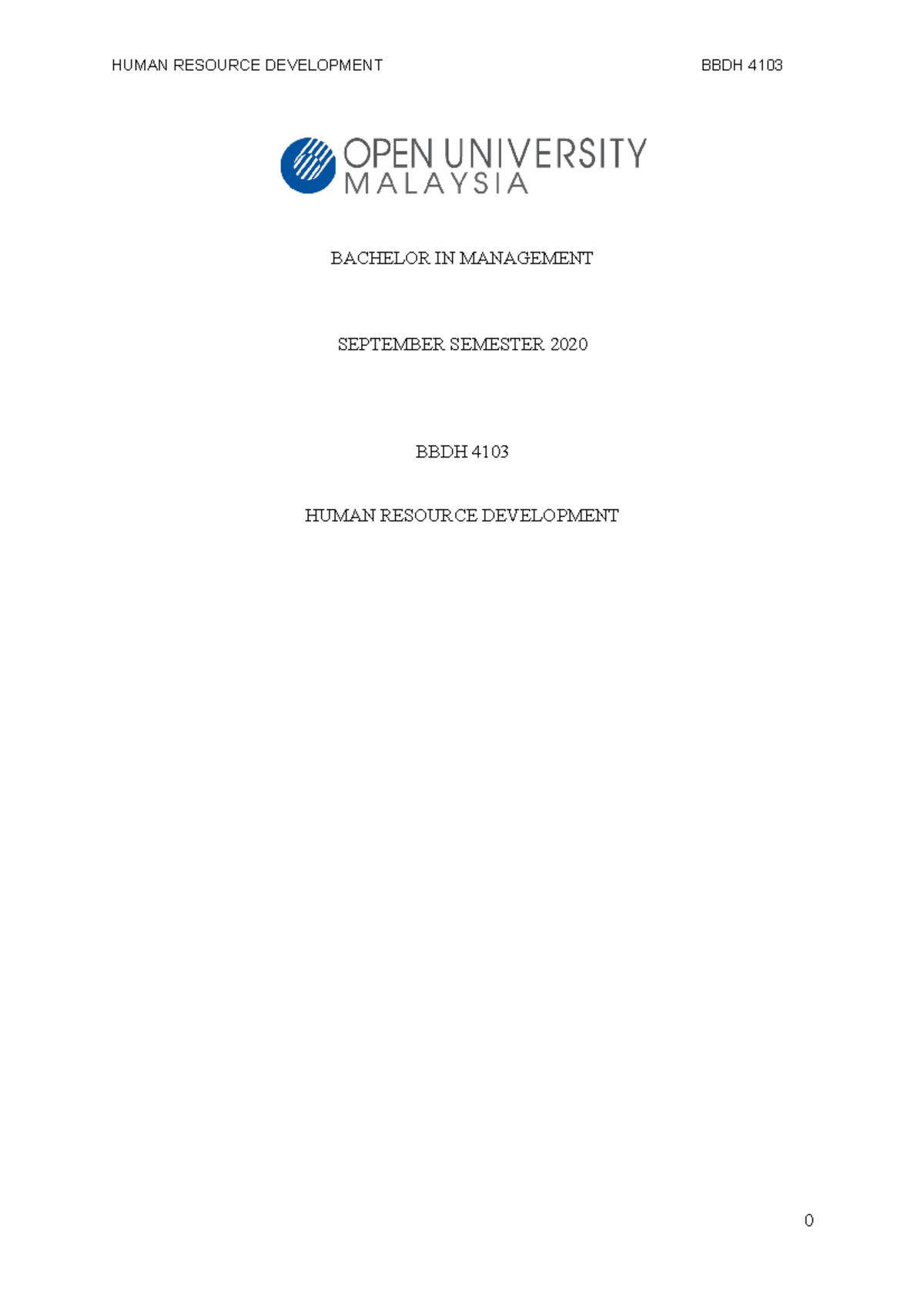 Assignment BBDH4103 - Done - BACHELOR IN MANAGEMENT SEPTEMBER SEMESTER ...