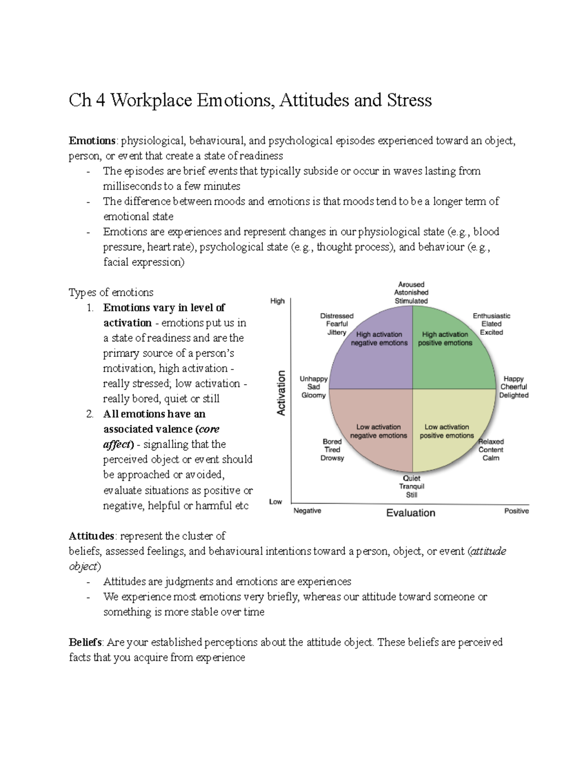 Workplace Emotions Attitudes and Stress - Studocu