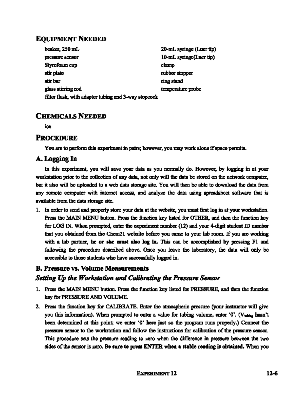 Lab 12 - experiment 12 protocol - CHEM1040L - Studocu