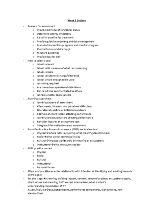 OT initial assessment - OCCUPATIONAL THERAPY INITIAL ASSESSMENT ...