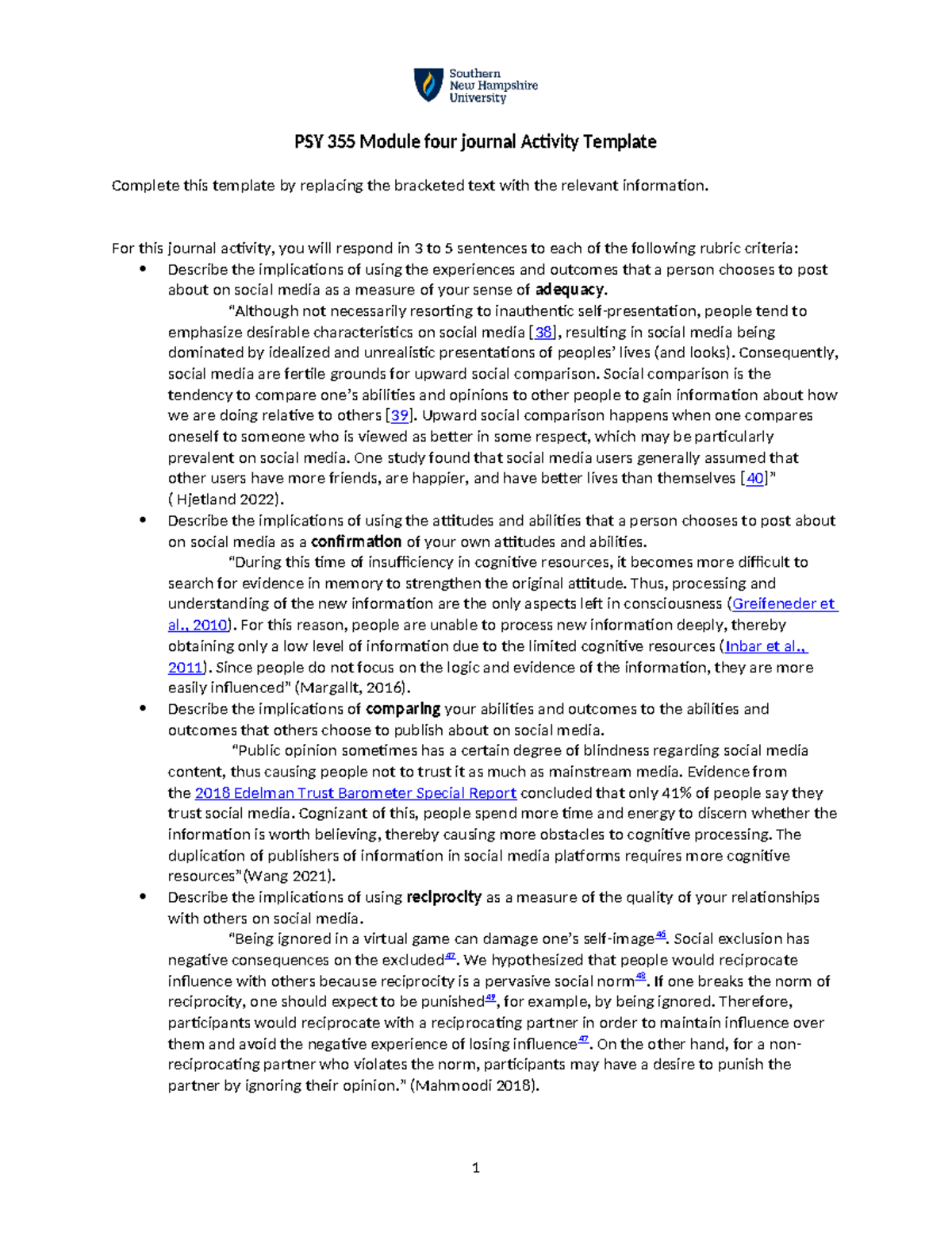 PSY 355 Module Four - none - PSY 355 Module four journal Activity ...