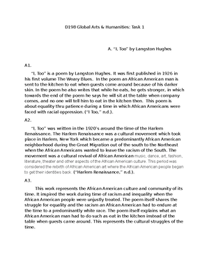 UJM2 -Task 1 - passed - A Langston Hughes' powerfully represents the African American community ...