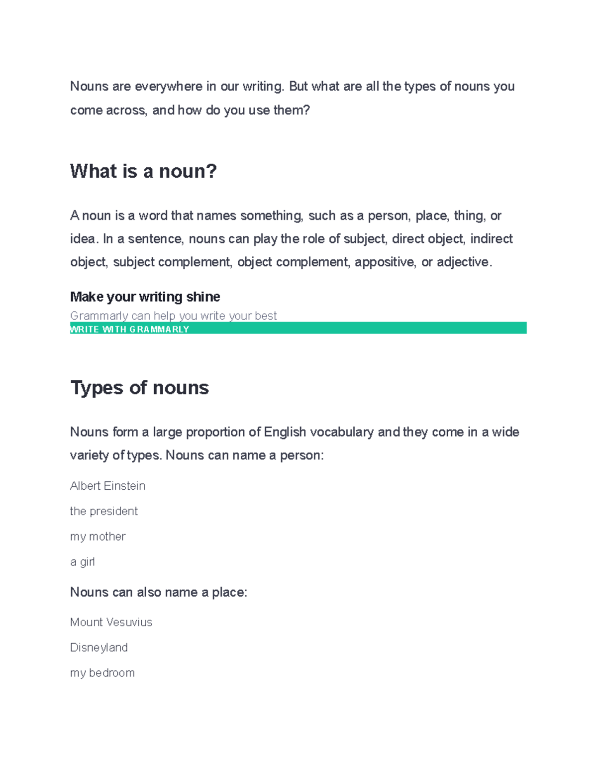 Nouns - Lecture notes 4-5 19 - Nouns are everywhere in our writing. But ...