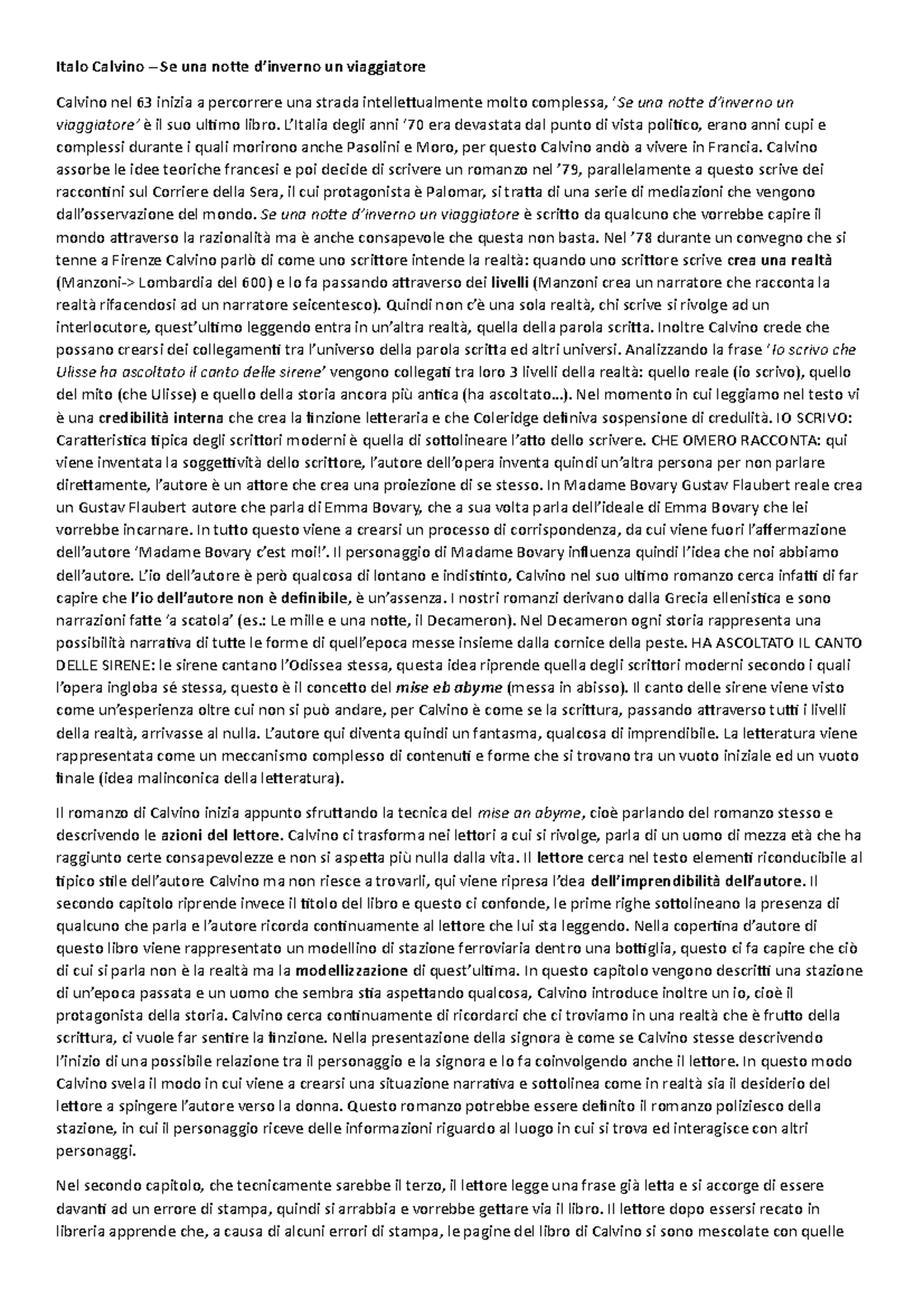 Calvino - Se una notte d'inverno un viaggiatore - Italo Calvino – Se ...