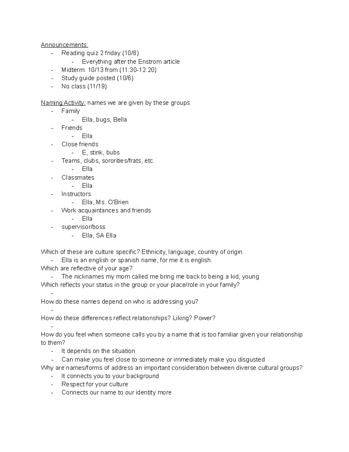 Personal address and identity - Announcements: - Reading quiz 2 friday ...