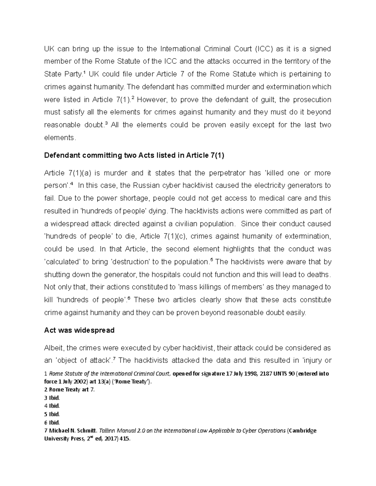 International Law 4th tut paper - UK can bring up the issue to the ...