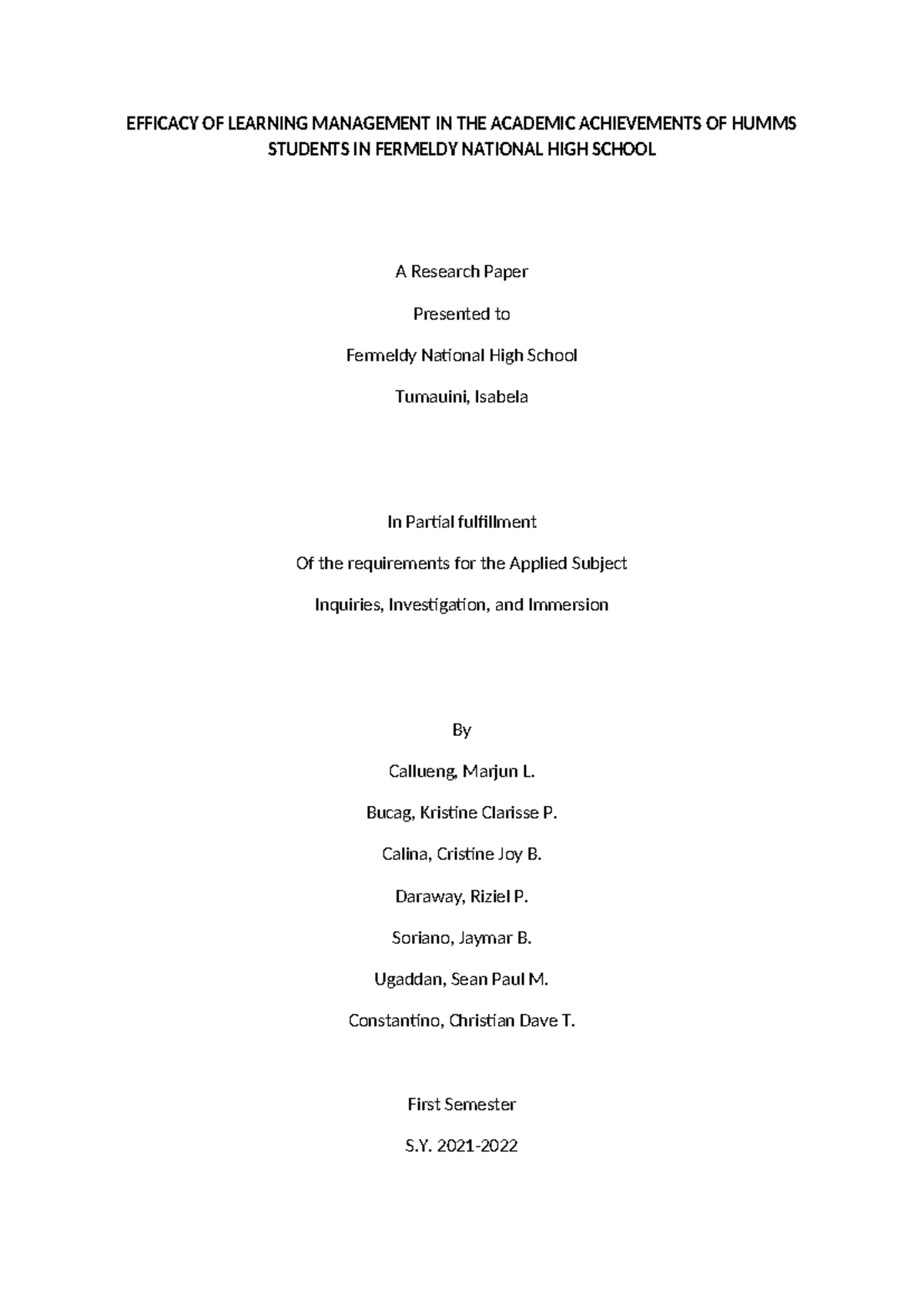 Summary notes for Journal entries - EFFICACY OF LEARNING MANAGEMENT IN ...