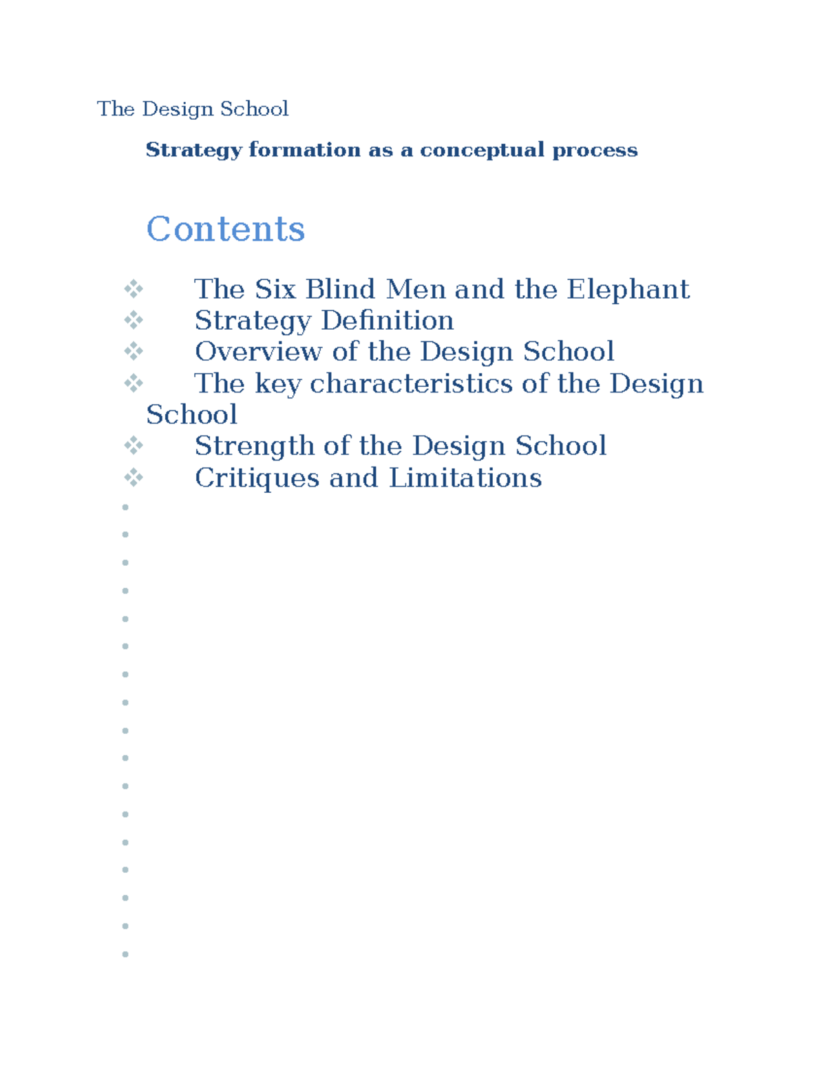 The Design School of Thought - The Design School Strategy formation as ...