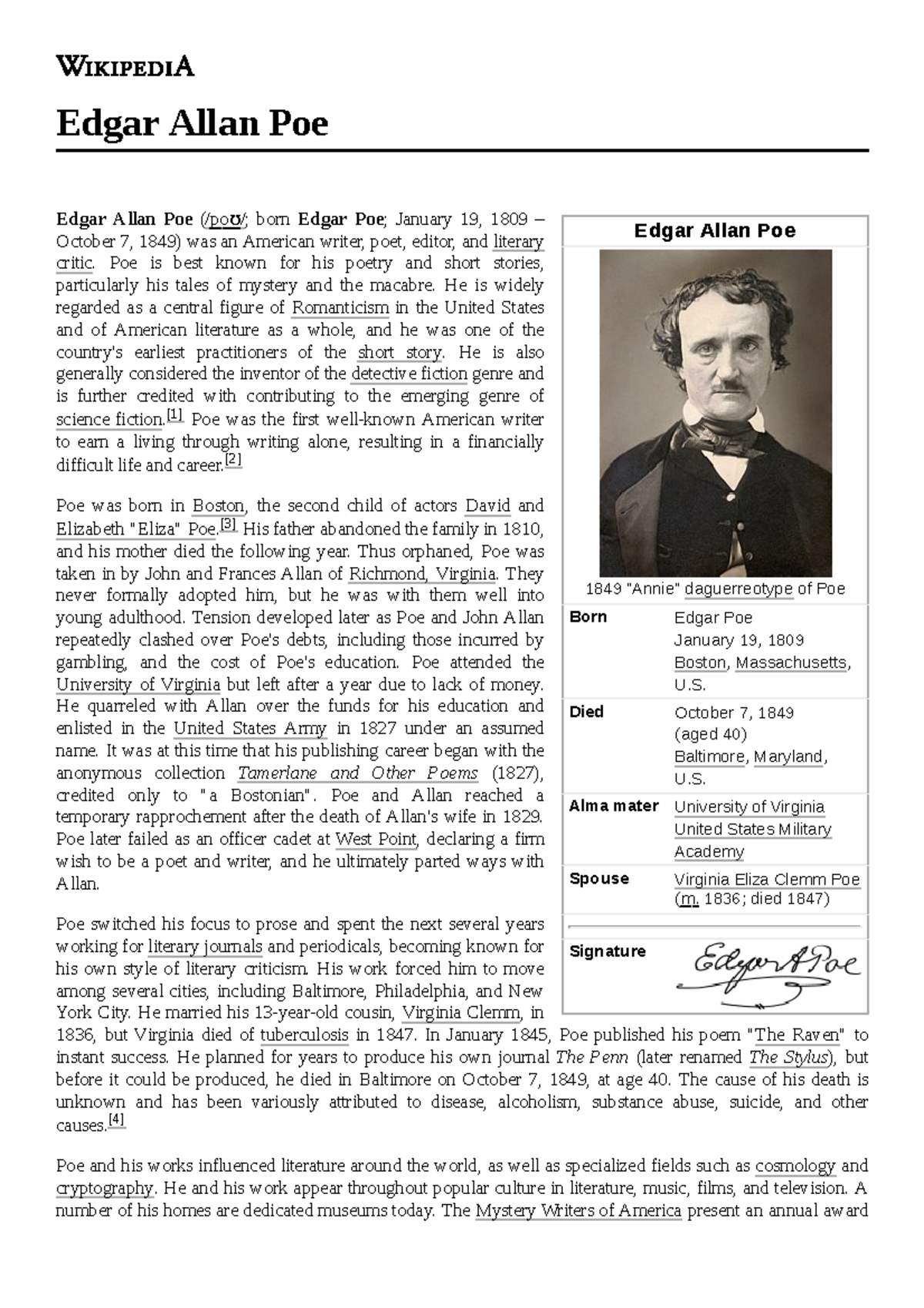 Edgar Allan Poe - Apuntes 2 - Edgar Allan Poe 1849 "Annie ...