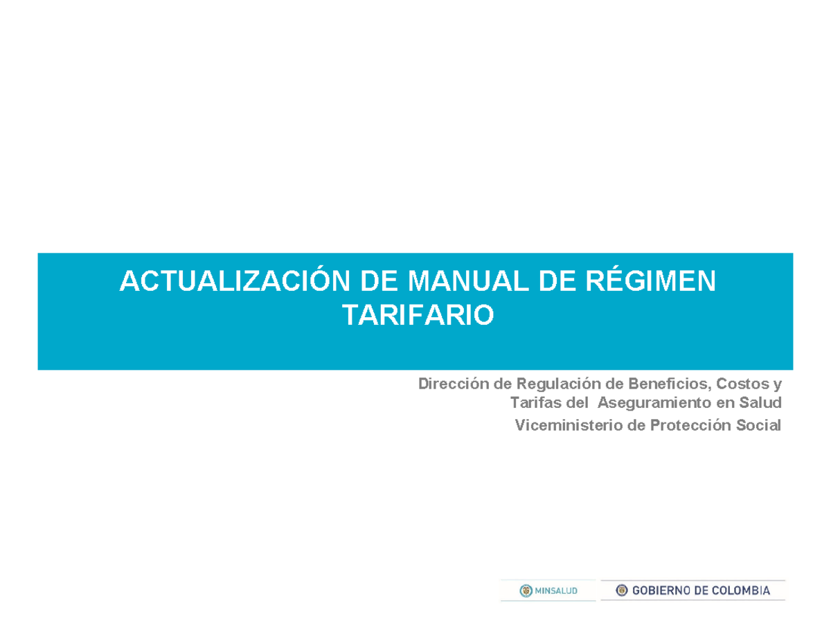 Final ACSC ppt Tarifas 2 - ACTUALIZACIÓN DE MANUAL DE RÉGIMEN TARIFARIO ...