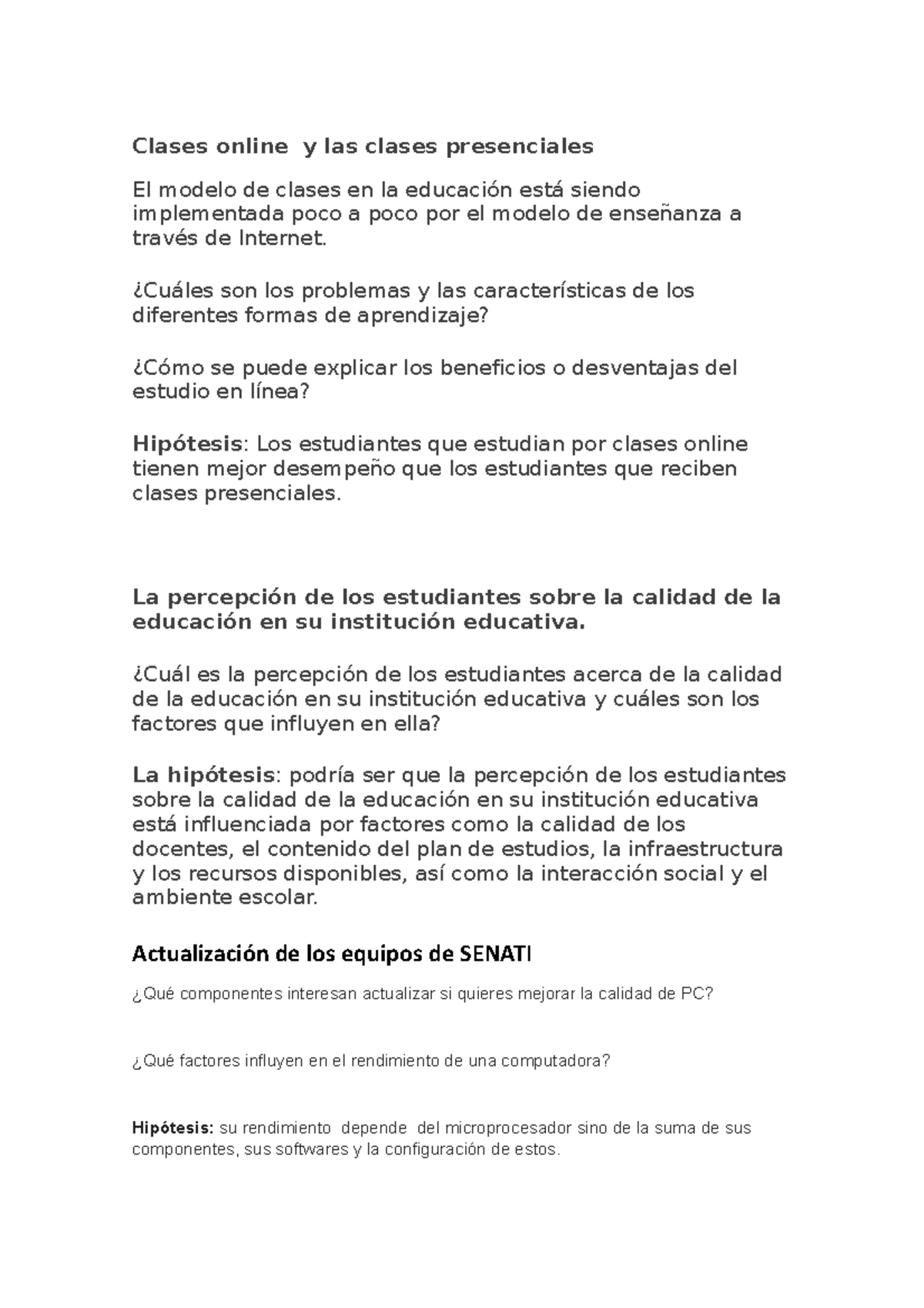 Hipotesis - ayudaa la tarrrera - Clases online y las clases ...