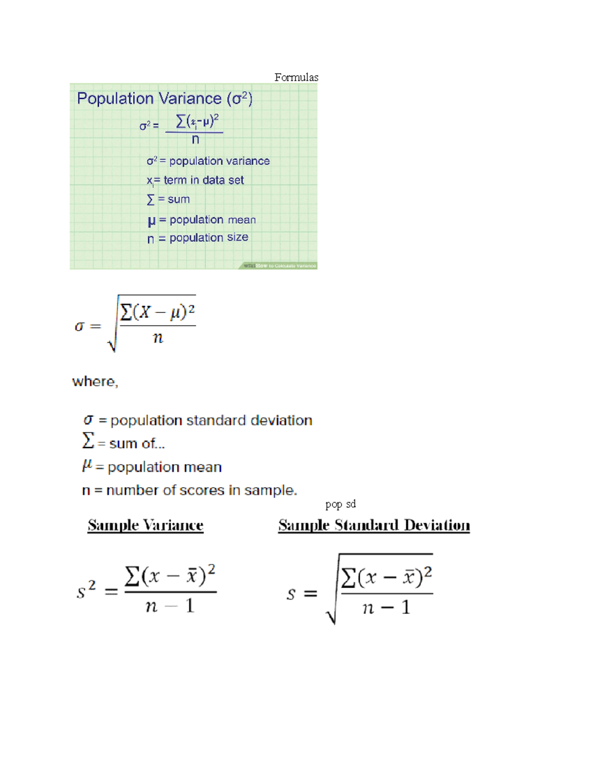 Formulas - chapter notes - Formulas pop sd When asked about what number ...