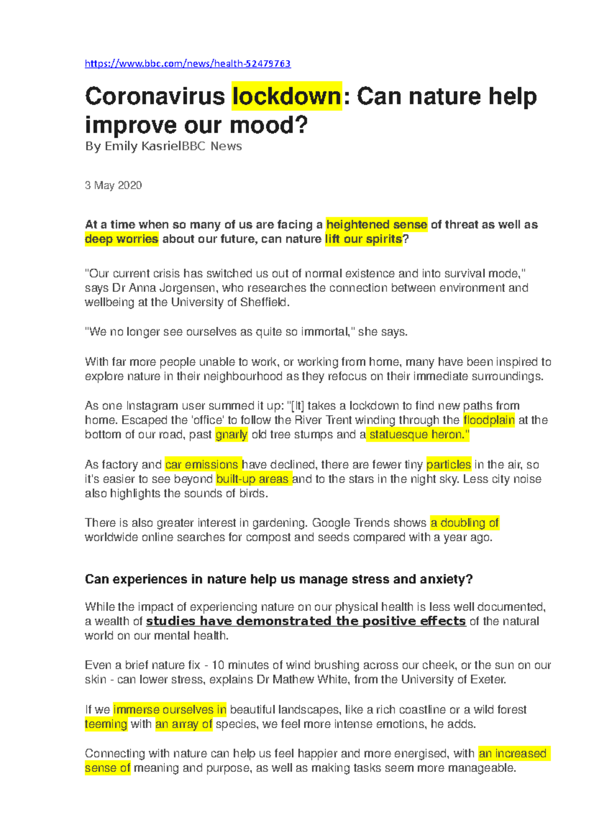 BBC nature lockdown - BBC - bbc/news/health- Coronavirus lockdown: Can ...