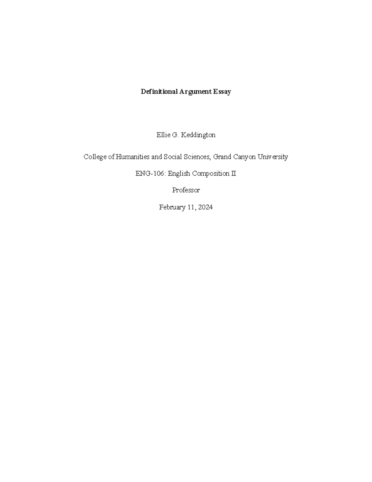 Definitional Argument - Ellie Keddington - Definitional Argument Essay ...