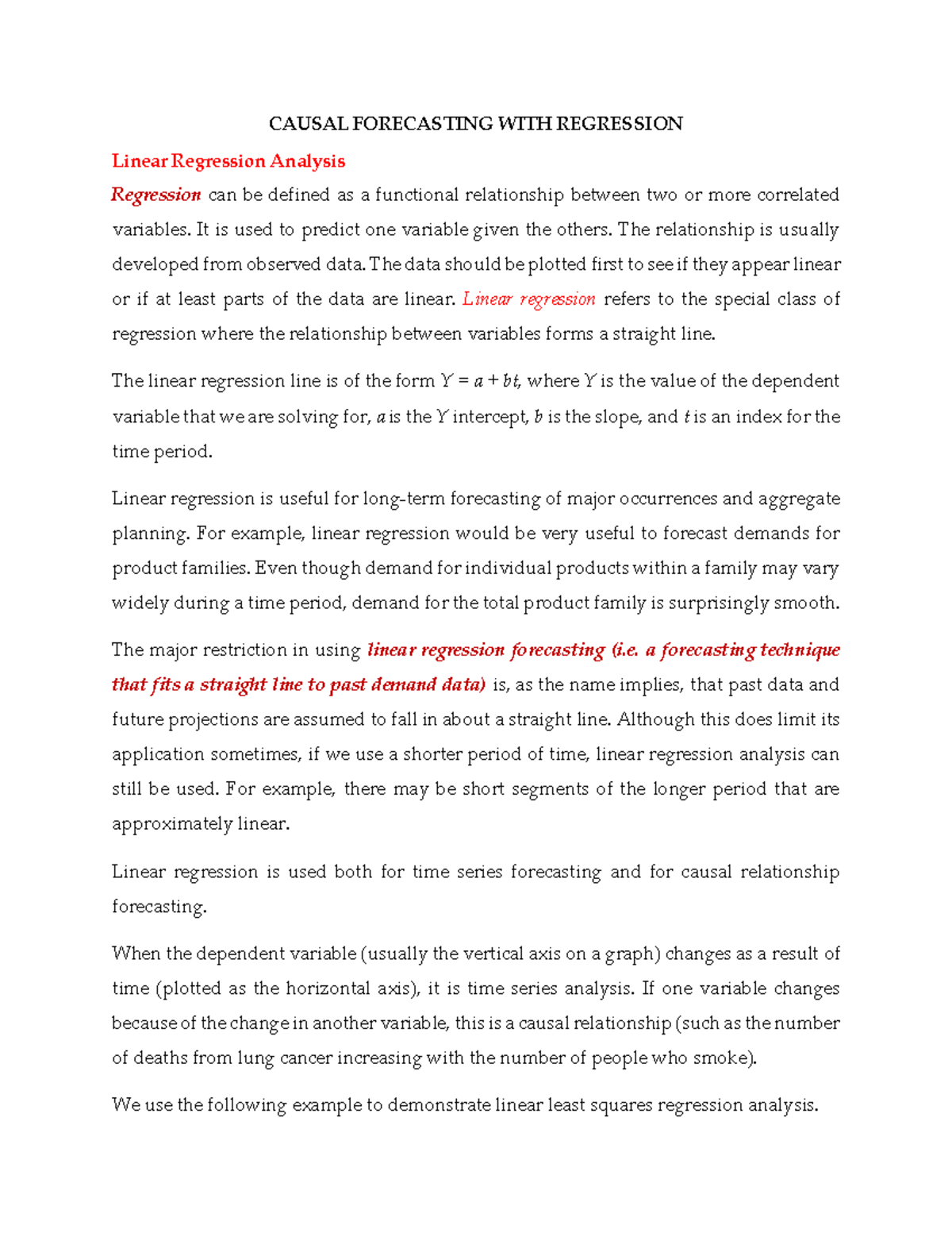 Causal Forecasting WITH Regression - CAUSAL FORECASTING WITH REGRESSION ...