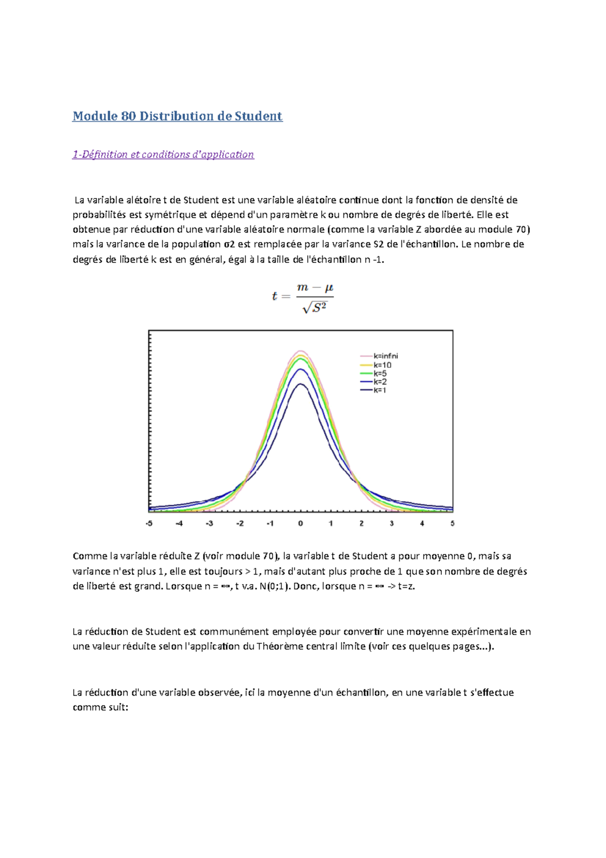 Module 80 - Distribution de Student - Module 80 Distribution de Student ...
