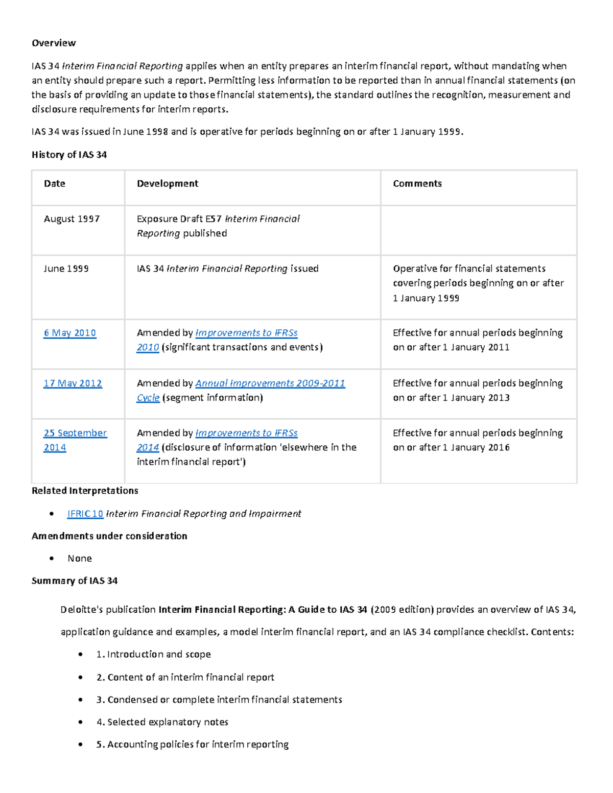 PAS 34 Interim Reporting - Overview IAS 34 Interim Financial Reporting ...