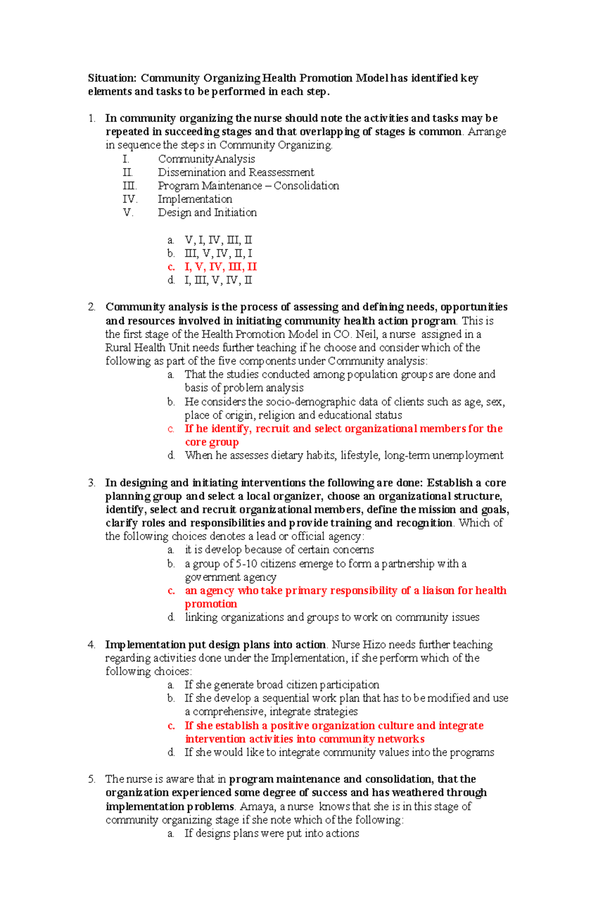 CHN-Ans-Key - Practice Examination for Community Health Nursing ...