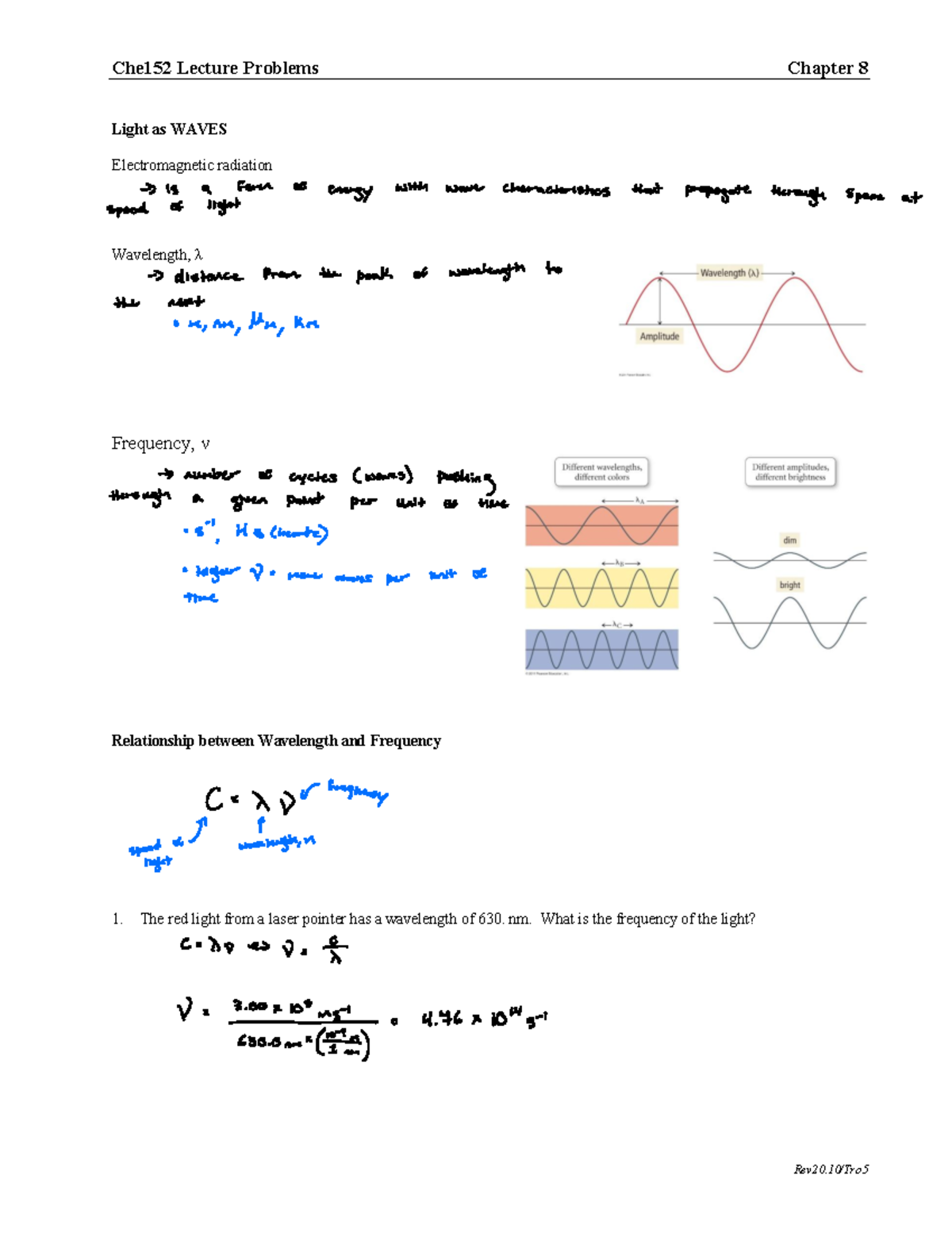Chemistry 152 Chapter 8 Notes - Che152 Lecture Problems Chapter 8 Light ...